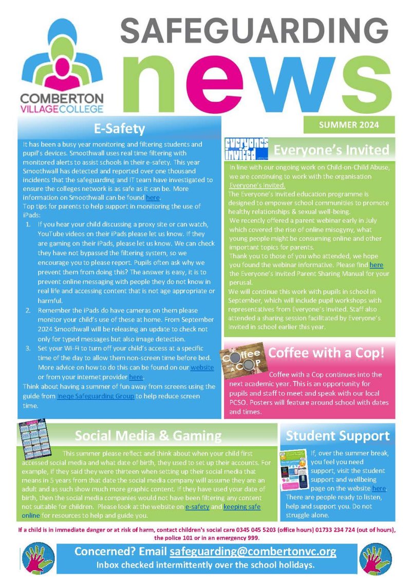 Safeguarding Newsletter - Comberton Village College